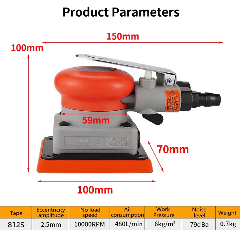 75*100mm Air Sander Pneumatic Square Grinder Polisher Car Polishing ...
