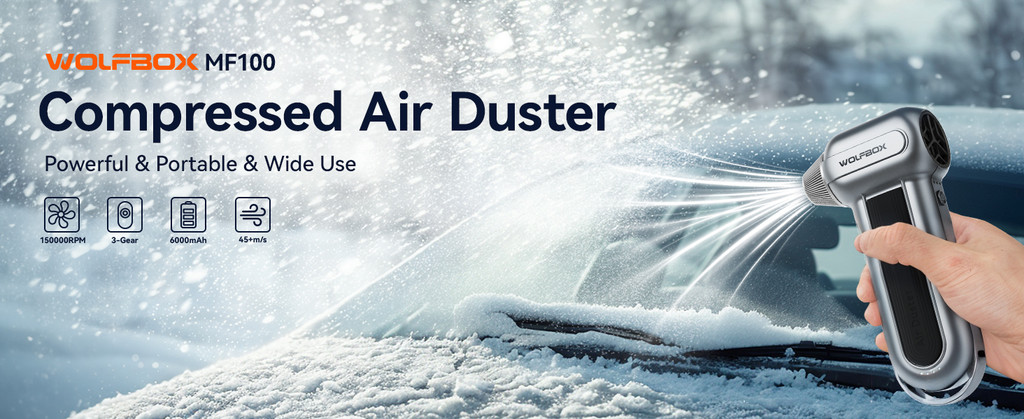 WOLFBOX MF100 Handheld Fan & Air Blower - 150,000 RPM High Speed, USB ...