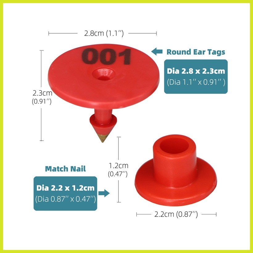 100Pcs Livestock Round Ear Tag for Pig Goat Sheep No.001-100 | Shopee ...