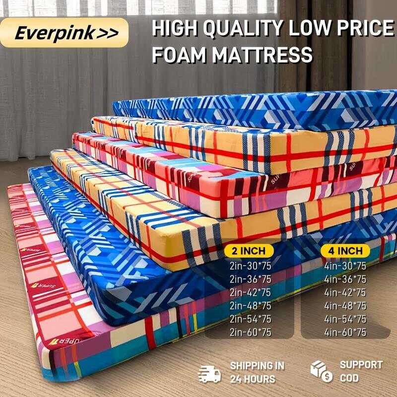 Egg Mattress Foam With Cover 2/4 Inches ORIGINAL ( Single / Double ...
