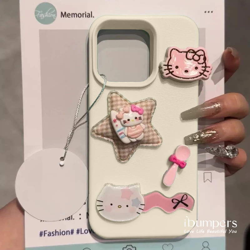 ibumpers Cute Pink Hello Kitty 3D DIY Phone Case Thin Silicone Soft ...