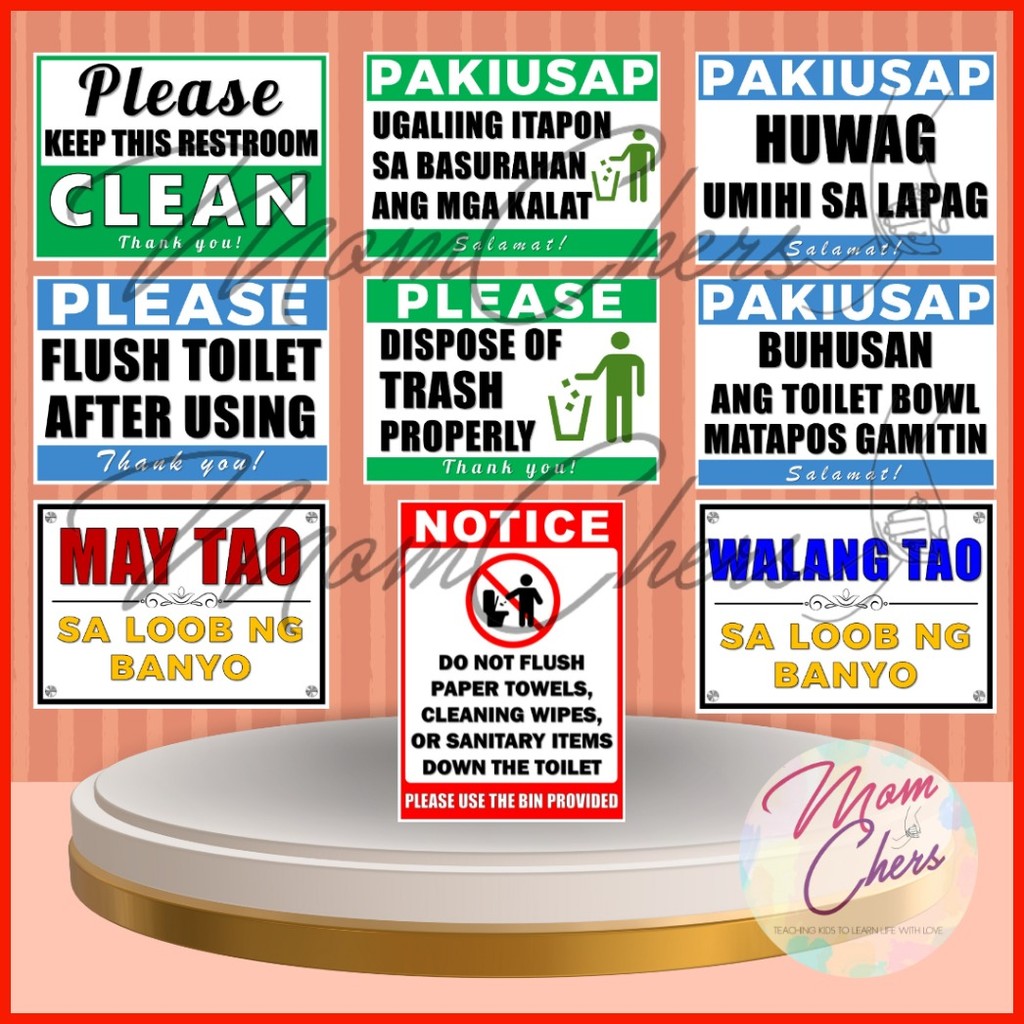 LAMINATED SIGNAGE FOR CR RESTROOM PUBLIC TOILET 250mic | Shopee Philippines