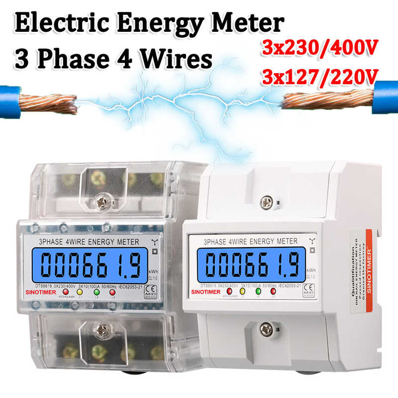 3 7 Phase 4 Wires Electricity Usage 50/60Hz Kwh Meter AC 3*127/220V ...