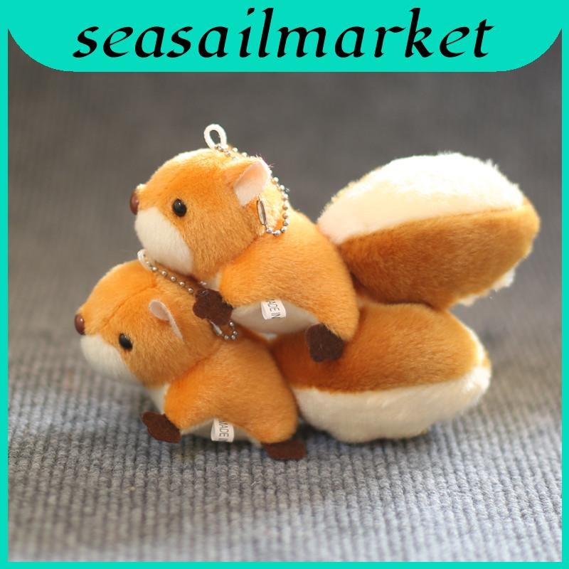 Fluffy Adorable Squirrel Plush Keychain Soft Toy With Big Tail For Keys ...