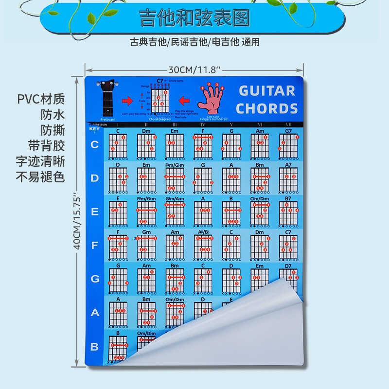 chord Guitar chart, guitar accessories, scales, fingerings, stickers ...