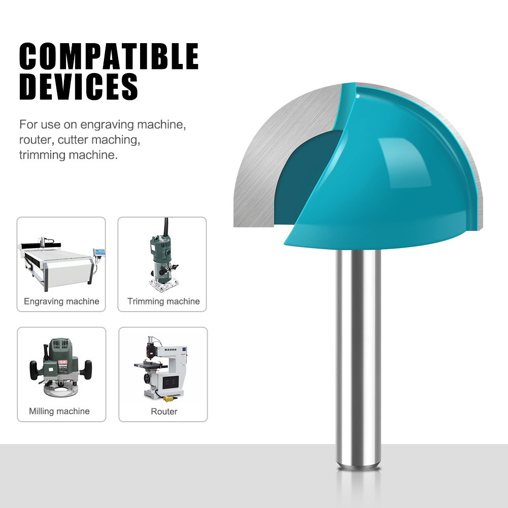 Round Nose Router Bit, 6mm Shank Ball Nose CNC Bit, Half-Round Carving ...
