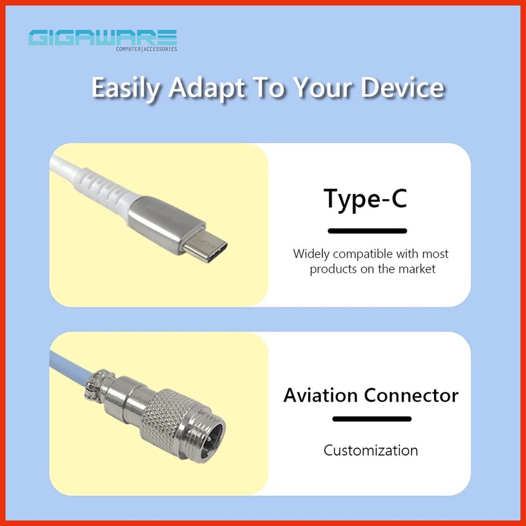 ♞Ajazz AL60 Coiled and Double Row Mechanical Keyboard Cable Wire Type C ...