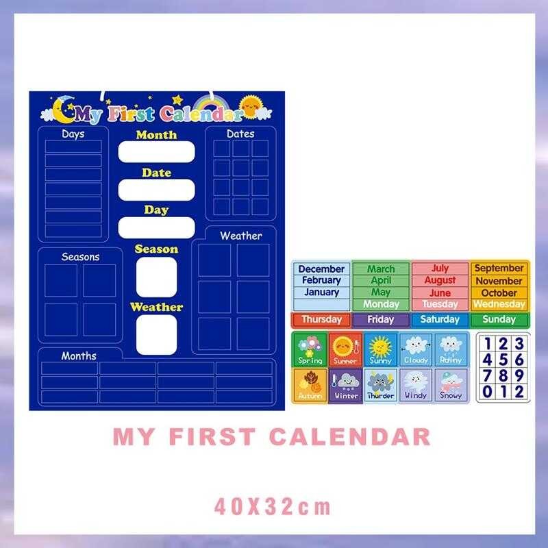 々 (XG) Kids Magnetic First Calendar Time Month Date Day Season Weather ...