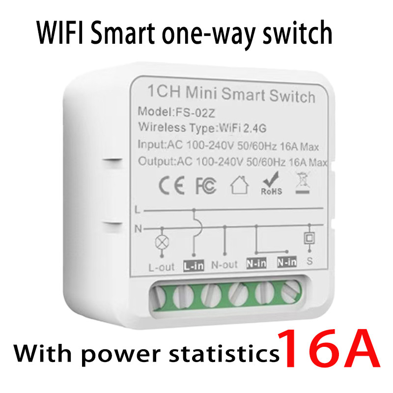 16A mini WiFi switch Smart switch Breaker Tuya power monitoring with ...