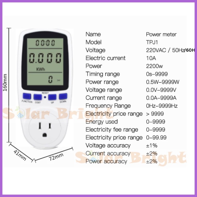 ⚽︎ Power Meter Plug Electricity Meter Voltage Wattmeter Socket Digital ...