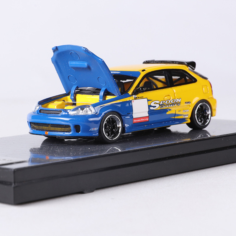NA 1:64 EK9 Type R SPOON Resin Model Car Can be opened The engine hood ...