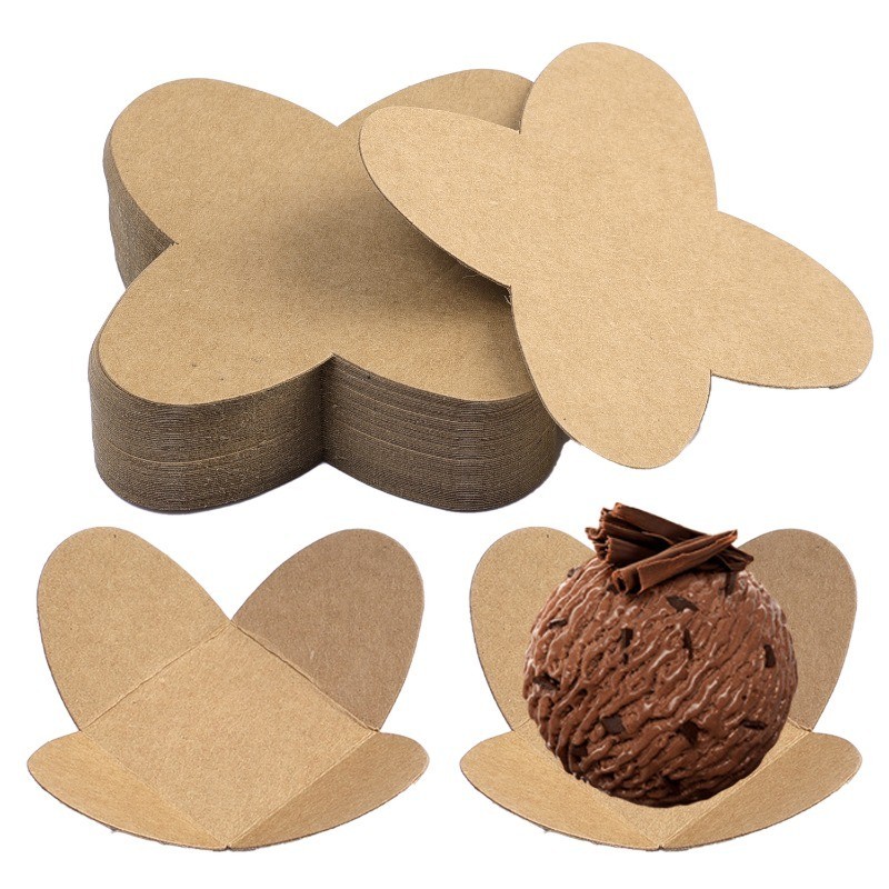 50Pcs Chocolate Packaging Spacer Folding Kraft Paper Candy Tray Dessert ...