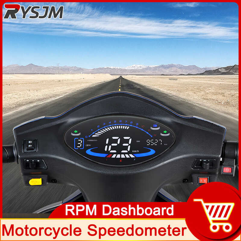 Digital 2 LED Speedometer Dashboard Electronic Motorcycle R Speed Meter ...