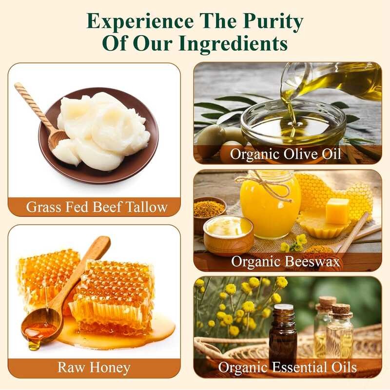 Organic Grass-Fed Beef Tallow Balm With Raw Honey Moisturizing Cream ...