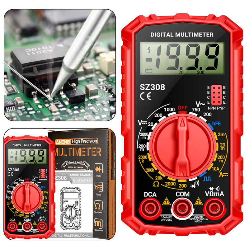 8B Digital 3 Voltage Resistance Meter High-Precision Square Wave HFE ...