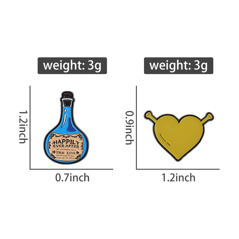 Anime Movie Shrek Enamel Pins Brooches Cartoon Bottle Heart Brooch ...