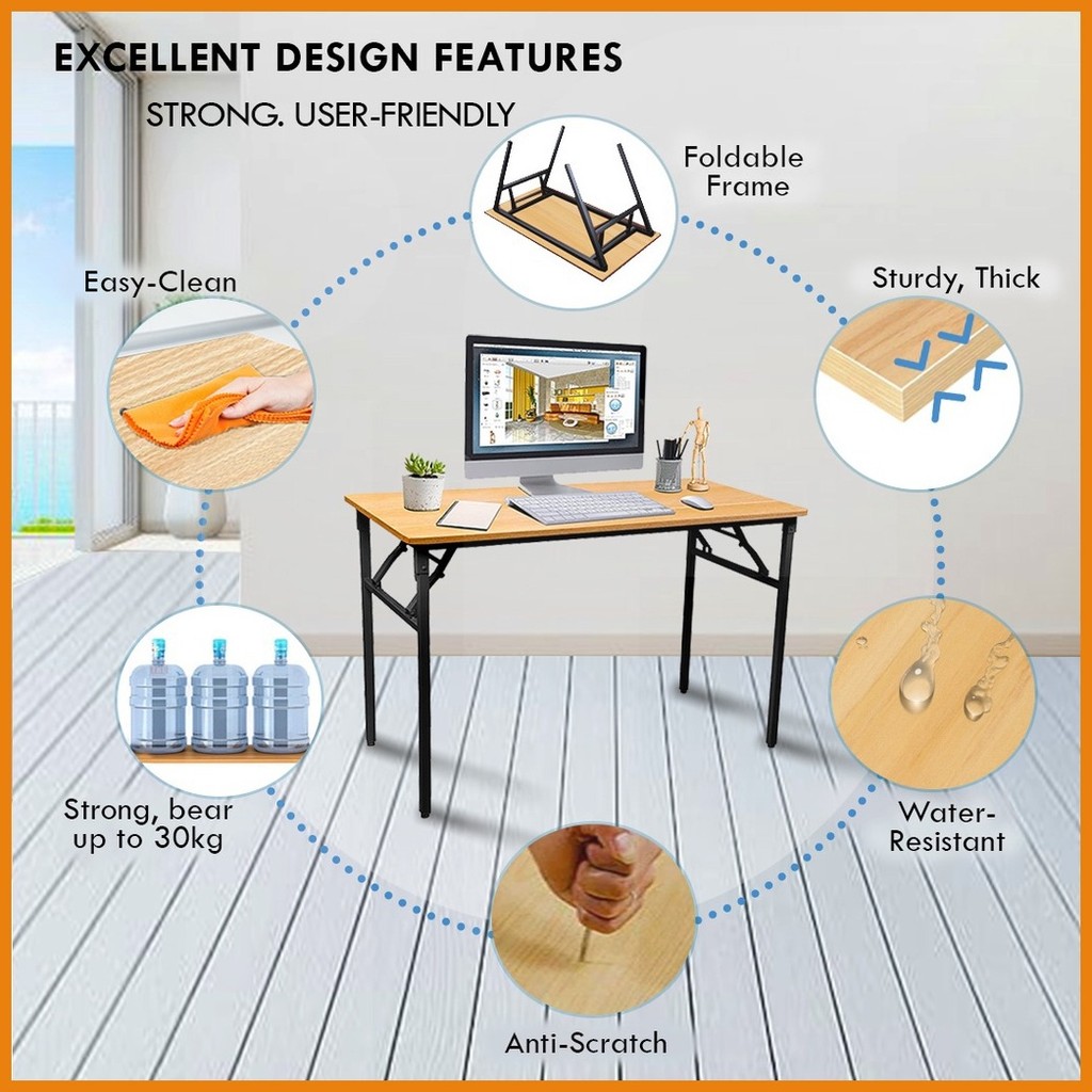 2Layer Foldable Table Computer Table Folding Dining Table Study Table Meeting Long Desk Office ...