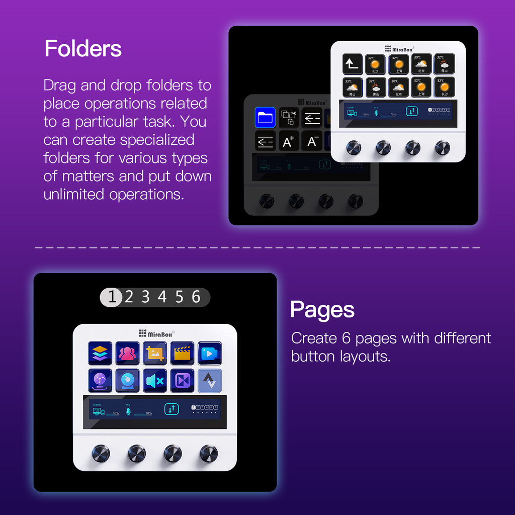 MBox N4 Stream Deck With Knob Mirabox StreamDeck LCD Button Live ...