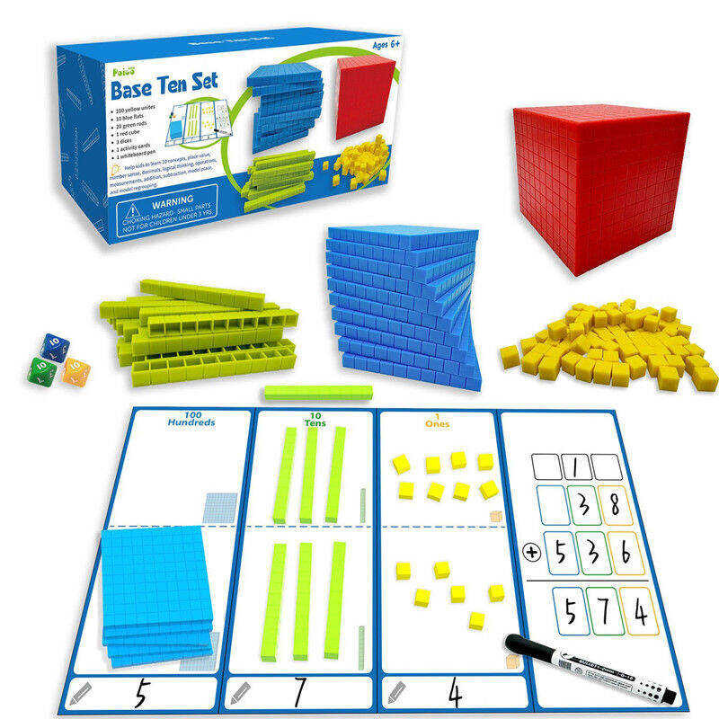 134Pcs Place Ten Value Base 10 Manipulatives Number Concepts Math Cubes ...
