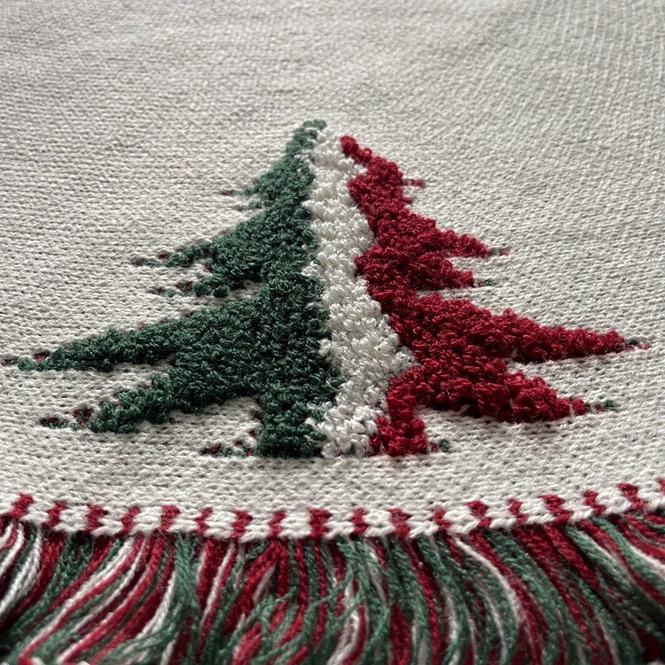 Knitted Christmas Tree Skirt Yarn Xmas Tree Apron Festival Decoration ...