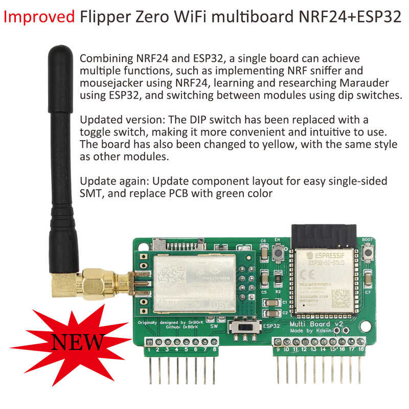 Flipper Improved Zero WiFi Multiboard NRF24+ESP32 Development Board/ESP8266/GPIO Module/CC1101 ...