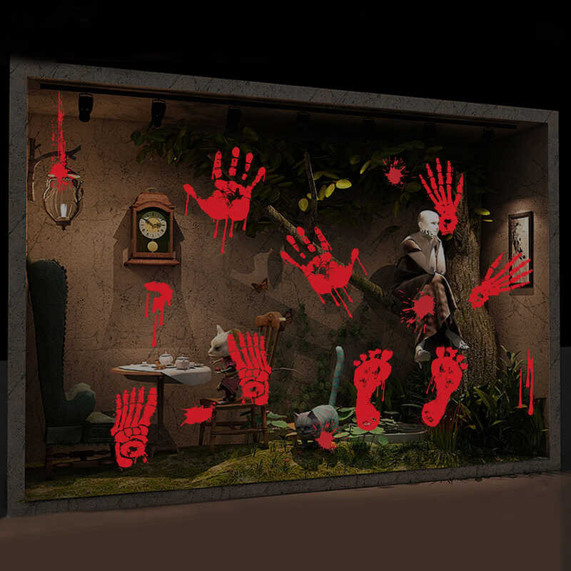 Halloween Party Decorations, Blood Handprints, Electrostatic Haunted ...