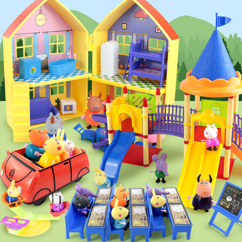 Children's Peppa Pig Villa Car Toy Kit Play House Figurine Doll Full ...