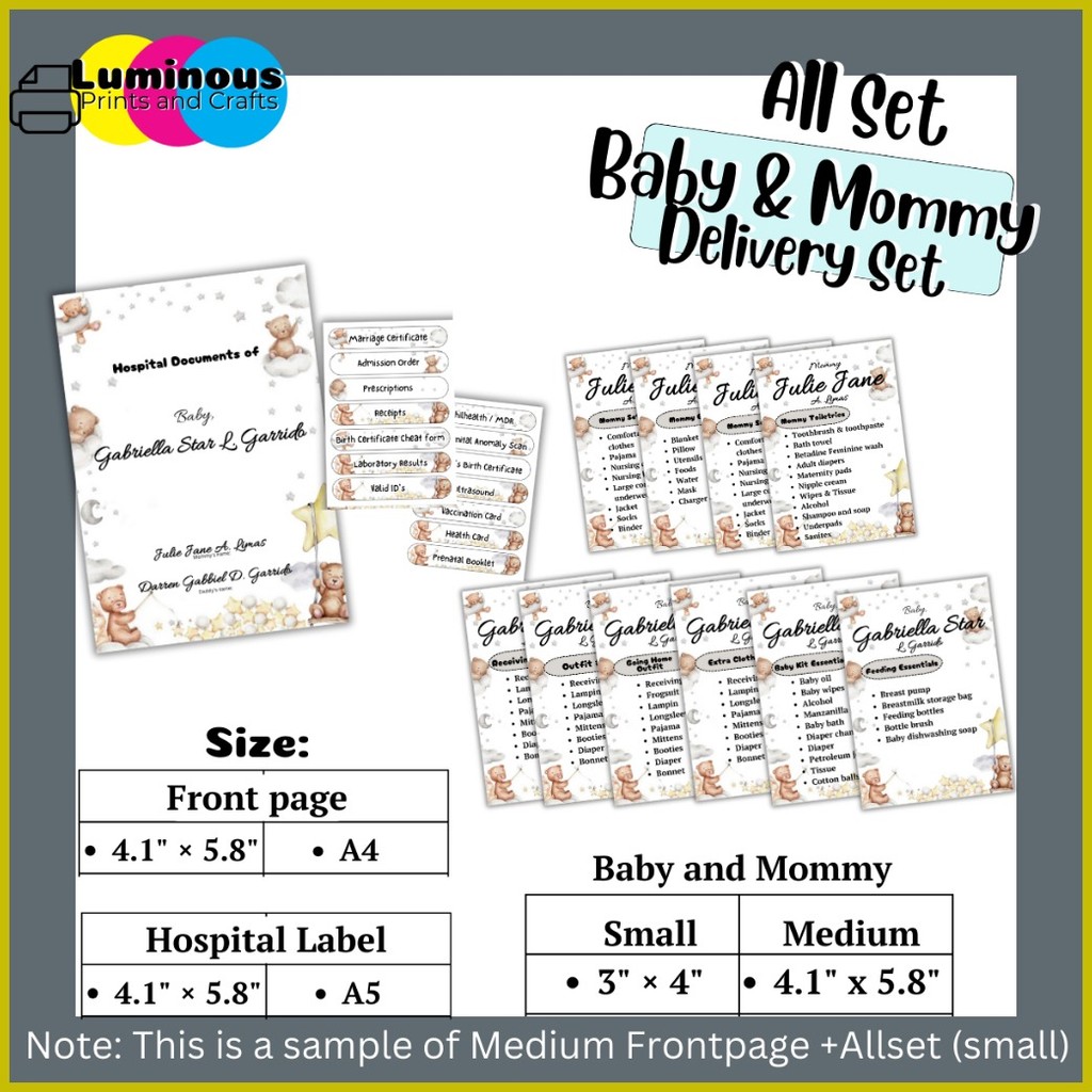 ☃ Mommy and Baby Hospital Document Label and Checklist stickers ...