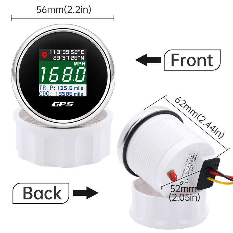 Ong AD 52Mm/85Mm TFT Screen Speed Gauge Digital Speedometer Mph Knot Km ...