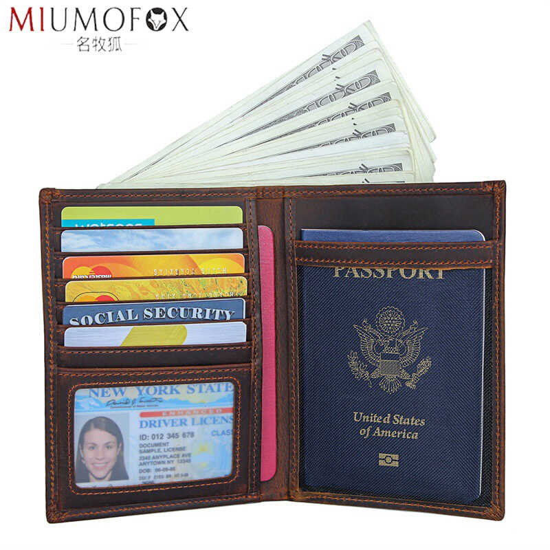 Bd Genuine Leather Passport Cover Driver License Bag Document Credit ...