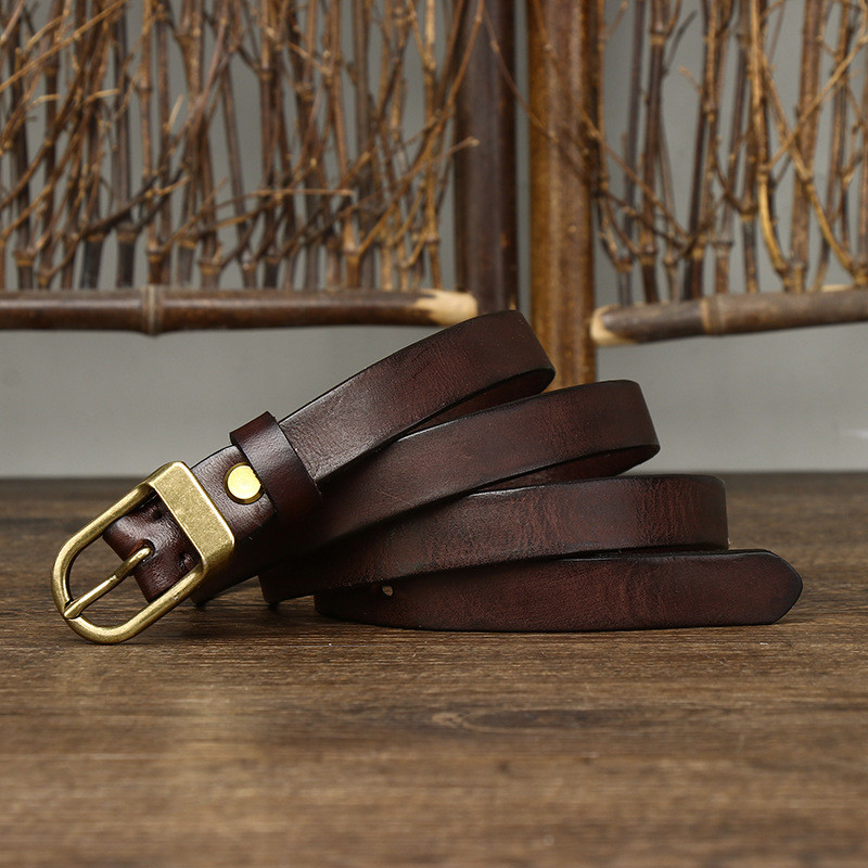 Vintage Luxury Handmade Cowhide Genuine Leather Copper Buckle Women ...
