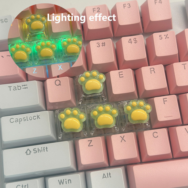 4 Pcs Transparent Cat Paw Keycaps for Universal Cross Axis Mechanical ...