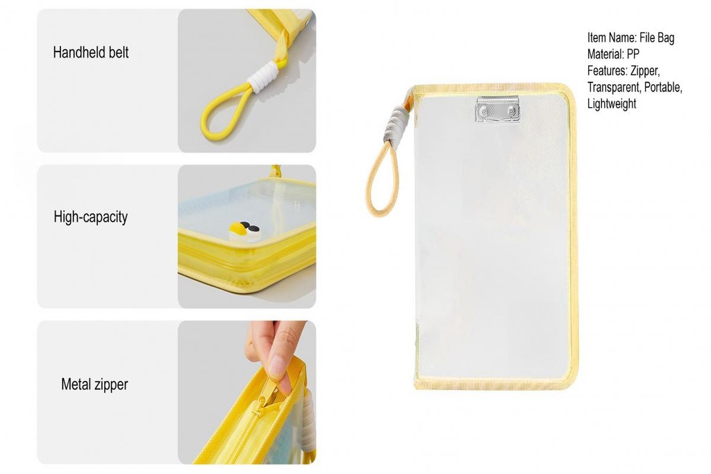 (New) Durable Storage Folder Transparent File Bag Transparent Zipper ...