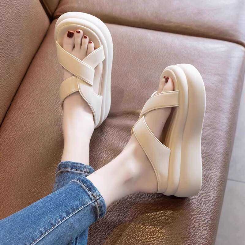 New Model, Small Height Increasing High-Heeled Beach Sandals, One Line ...
