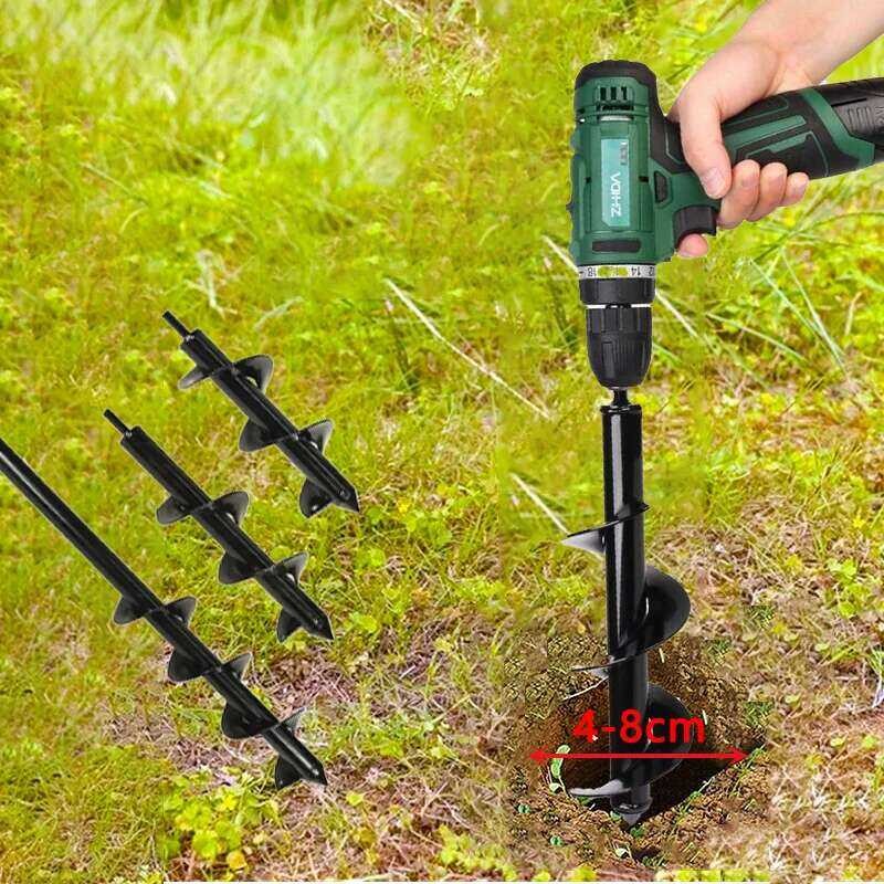 Metal Drill Bit Set Steel Gardening Tools Spiral Rod Loose Soil Digging ...