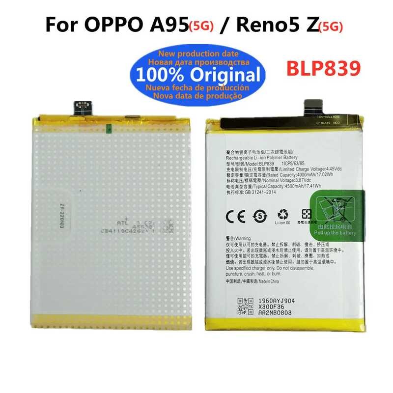 100% Blp839 4 13 Original Phone For A95 5G Reno5 Z Pelm00 C2211 Battery ...