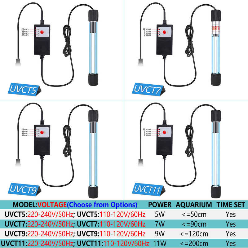 Aquarium 110V 220V Water Clean Submersible Light With Timer, Waterproof ...