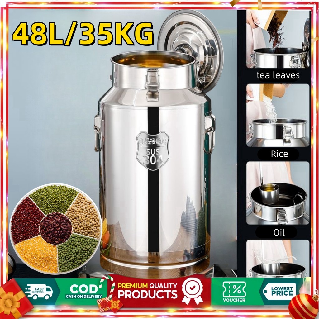 Rice Storage Rice Box Container Grain Rice Dispenser Bucket Slide Lid ...