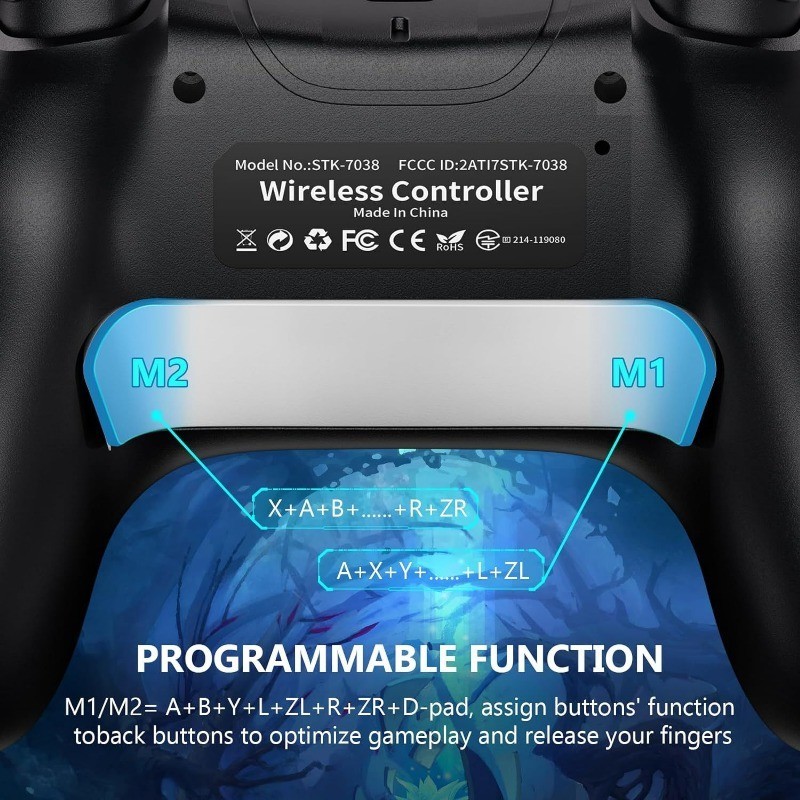 Saitake Wireless Controller with Programmable/Vibration/Turbo ...