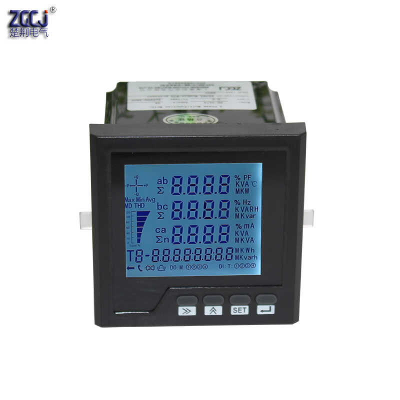 case Black 3 phase multifunction panel analyzer A,V,W,kWh,cos, Hz, Var ...