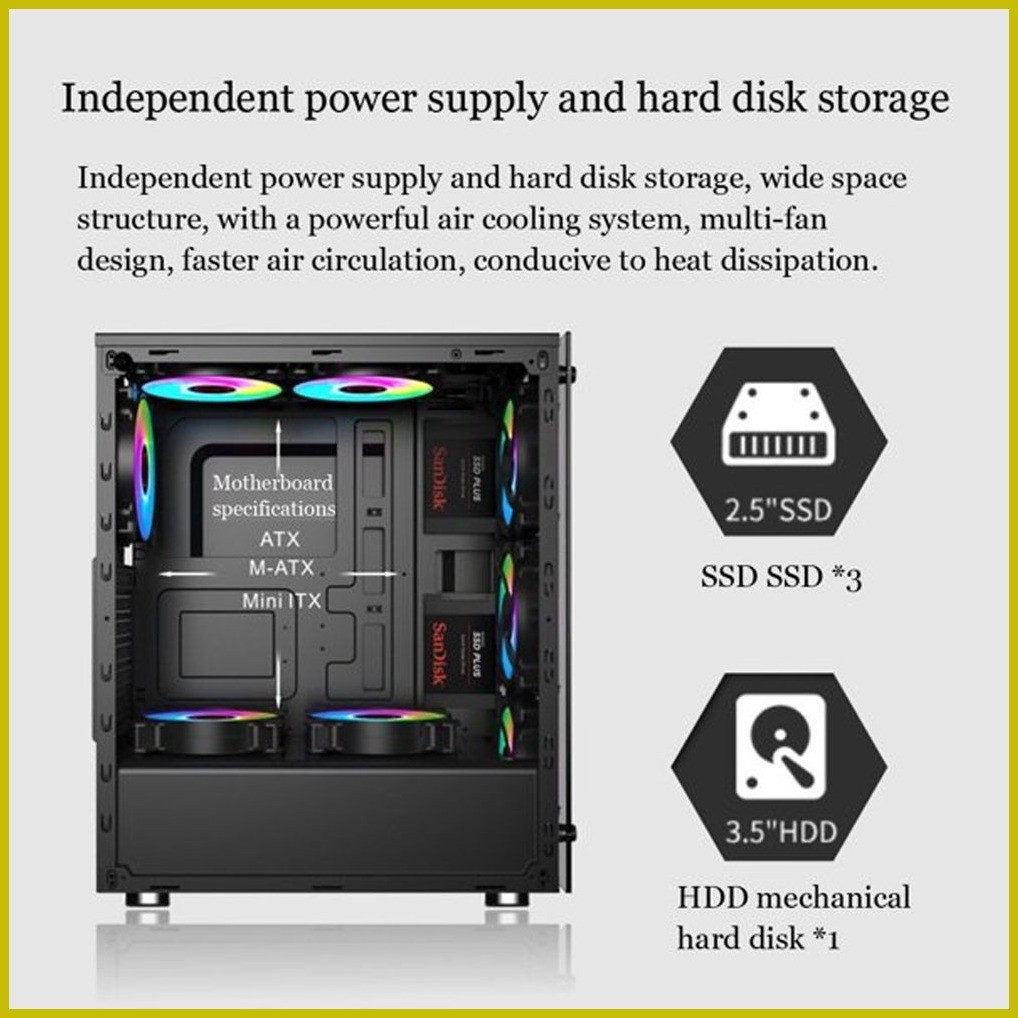 ∈ Keytech T850 Mid Tower Gaming PC Case Black, T850 Mid Tower Gaming ...