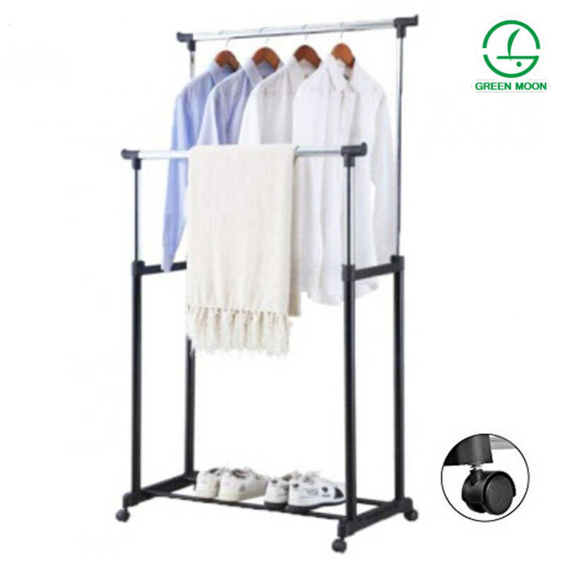 Green Moon Double Pole Telescopic Stainless Steel Clothes Rack High ...