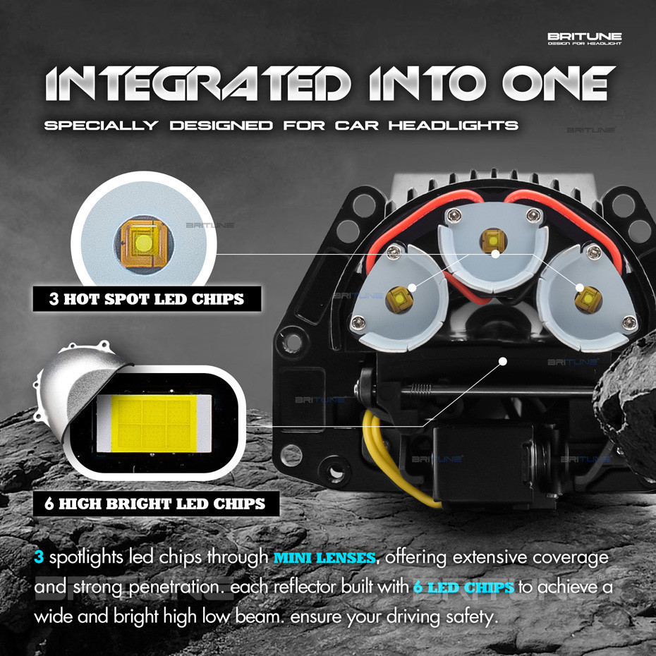 3 Inch Bi LED Light Lens Projector H7 H4 LED Headlight For Car Retrofit ...