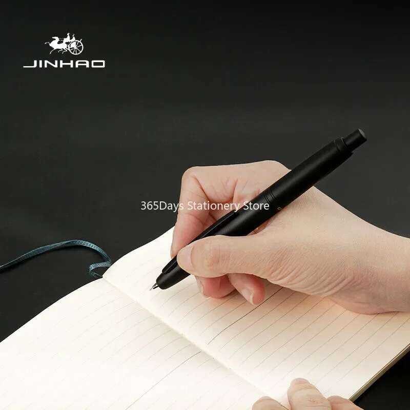New JINHAO 10 Press Fountain Pen Retractable EF/F Nib Metal Matte Black ...