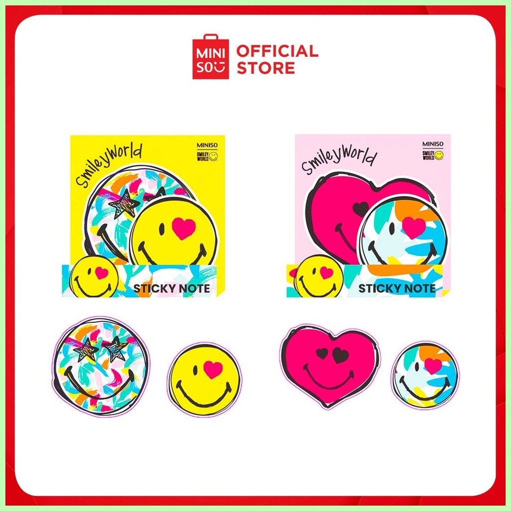 ⛽ ⚯ MINISO Smiley World Collection Sticky Notes (50 Sheets) (2 Assorted ...