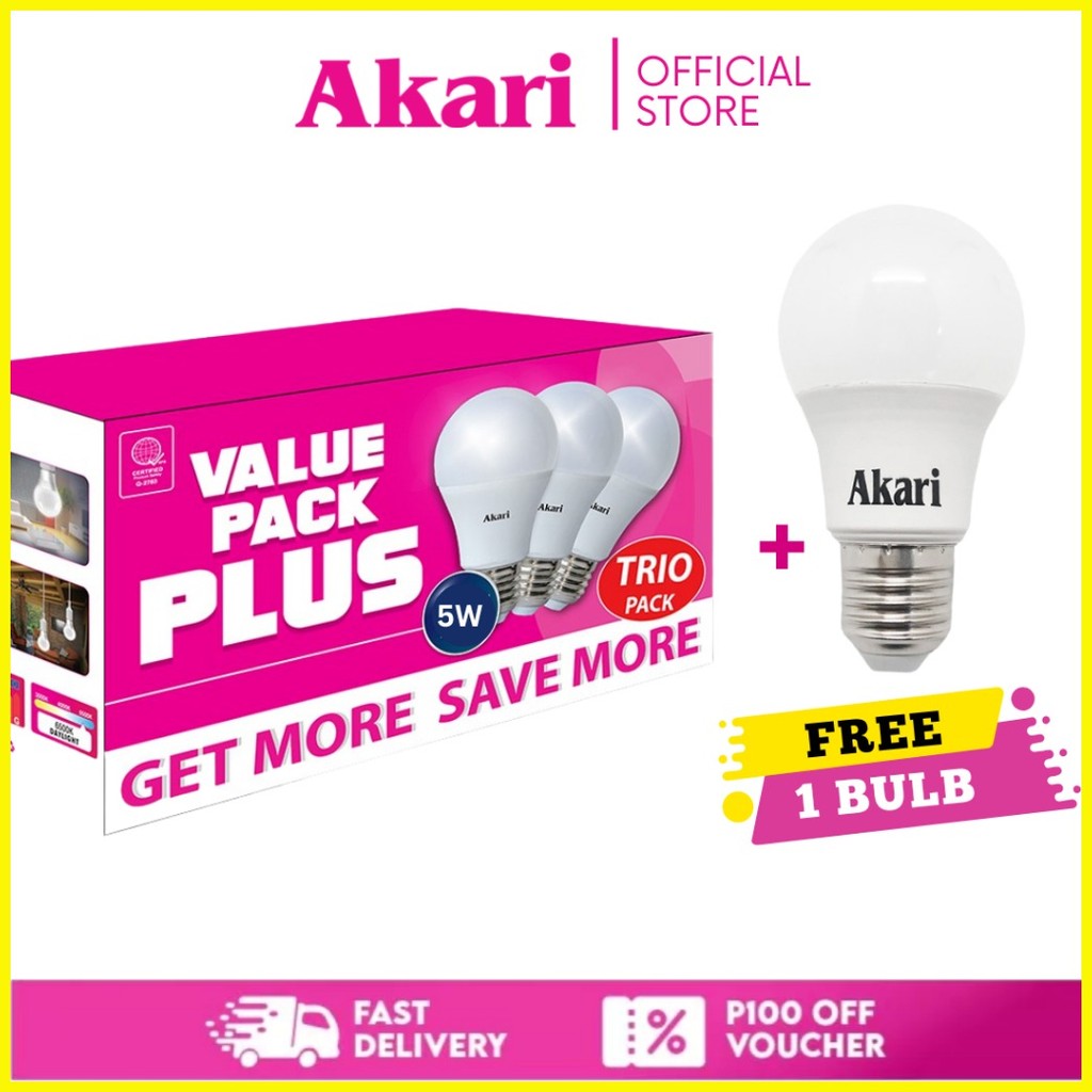 § ۞ Akari 5 Watts LED Bulb Value Pack - Daylight (APLED3-5DL-VP2) TRIO ...