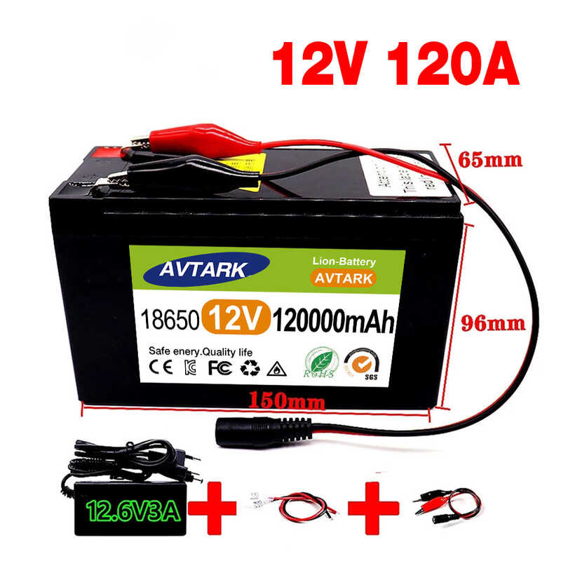 12V b 120Ah 120000mAh 18650 lithium 30A sprayer built-in high current ...