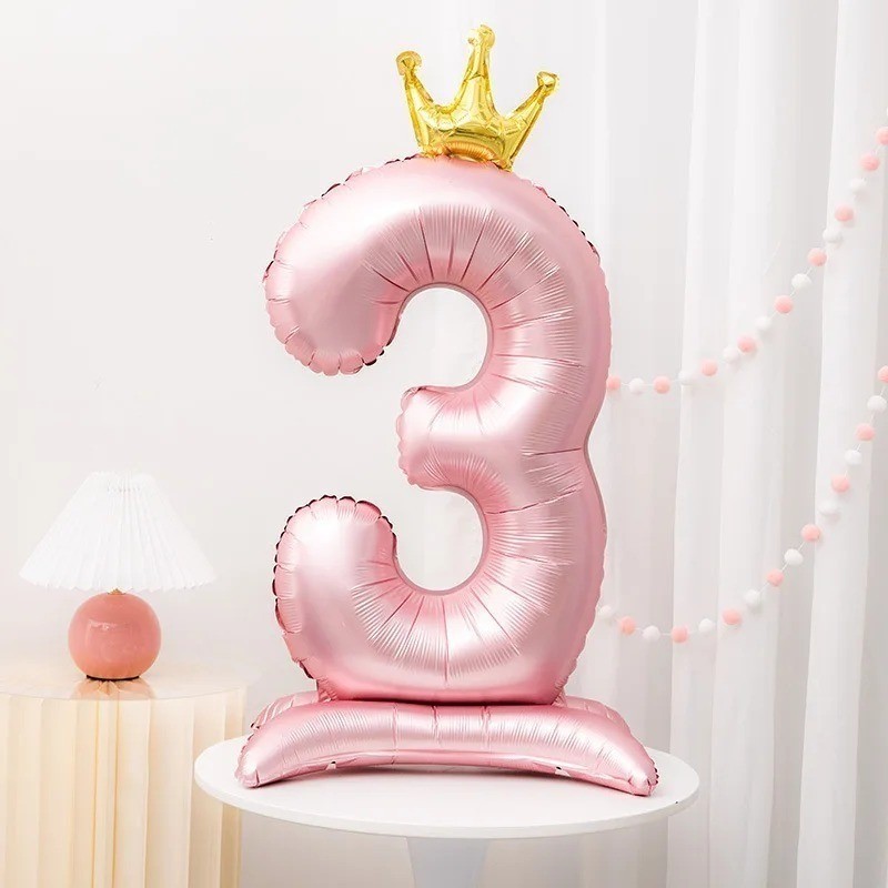 42inch Crown Decor Pink Aluminum Foil Digital Balloon Number Balloon ...