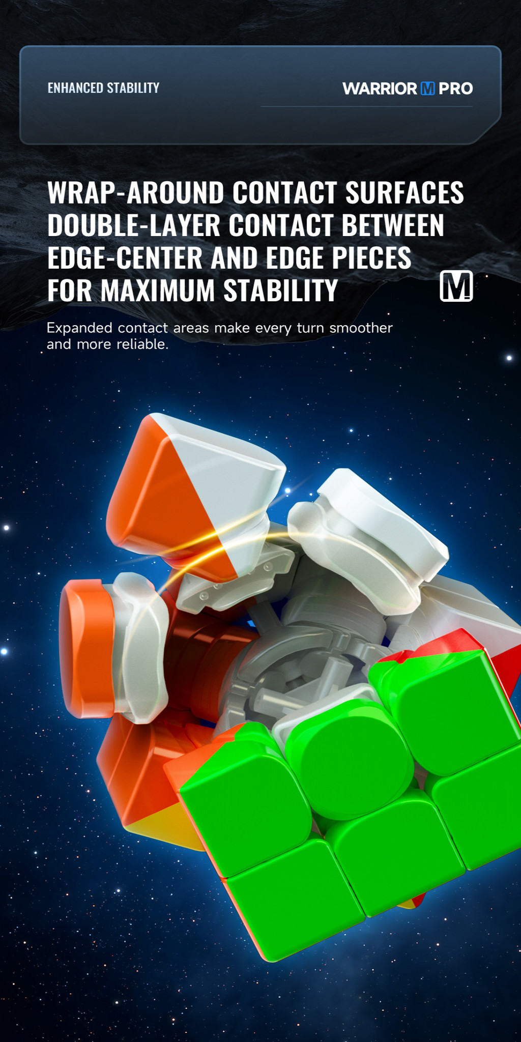 Qiyi Warrior M Pro 3x3 Magnetic Speed Cube 11-Level Adjustment 48 ...