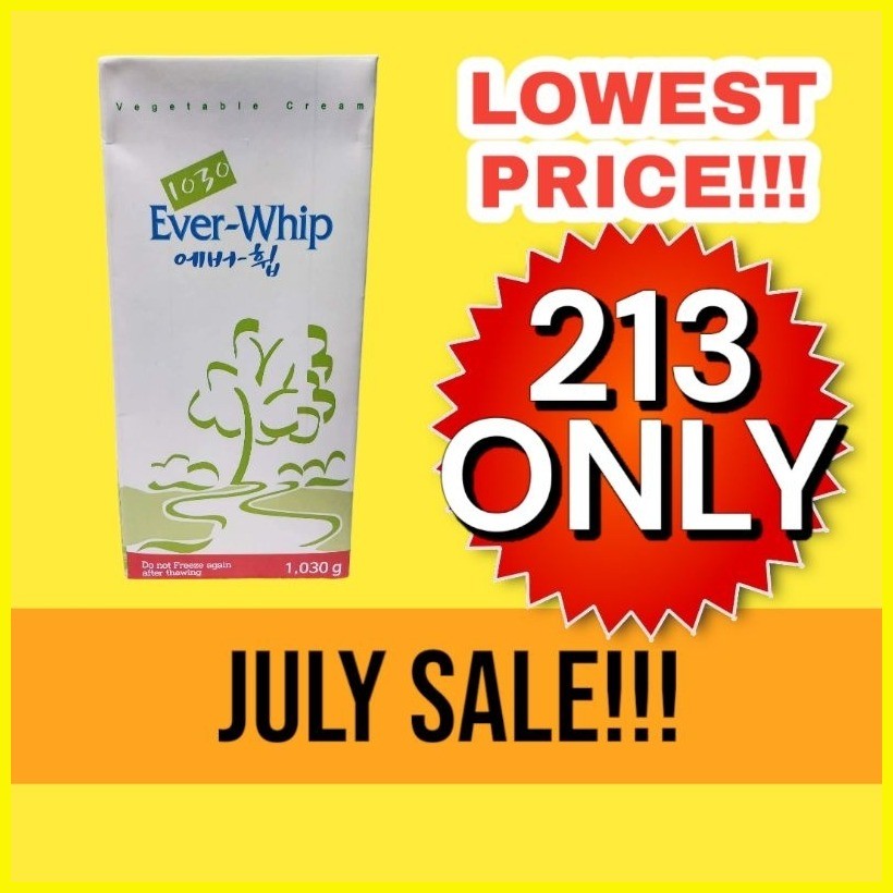⊕ ☬ ️ EVER WHIP WHIPPING CREAM 1L (VEGETABLE WHIPPED CREAM) | Shopee ...